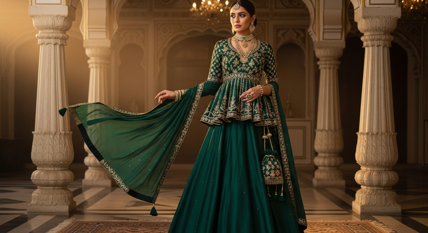 Peplum Lehengas: Hiding the Waistline in Style – Shreekama