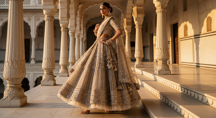 Styling Lehengas for Inverted Triangle Body Shape: Adding Volume ...