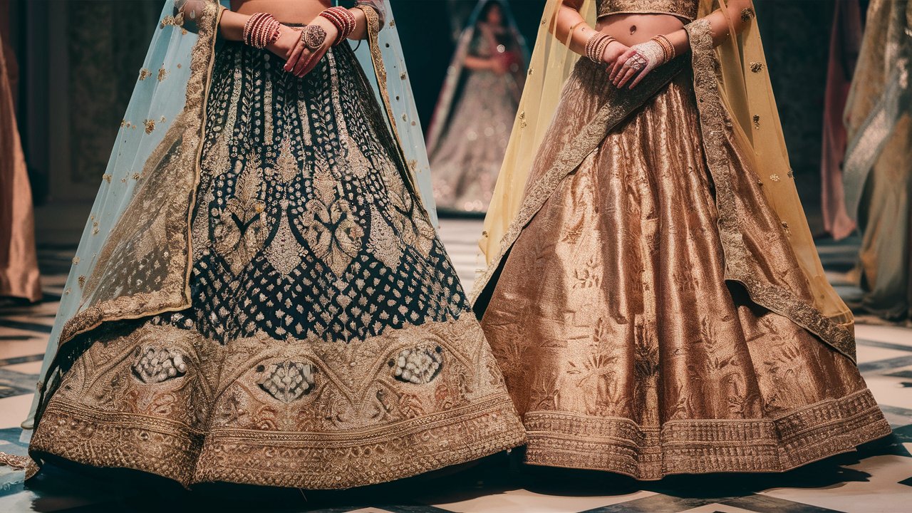 Metallic and Gold Tones in Bridal Lehengas for a Royal Look – Shreekama