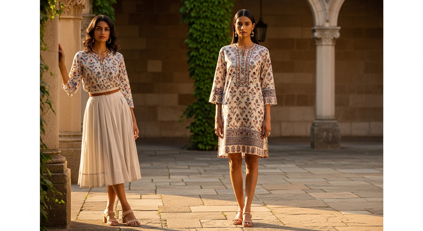 Short Kurtis for College: Styling with Skirts and Denims – Shreekama