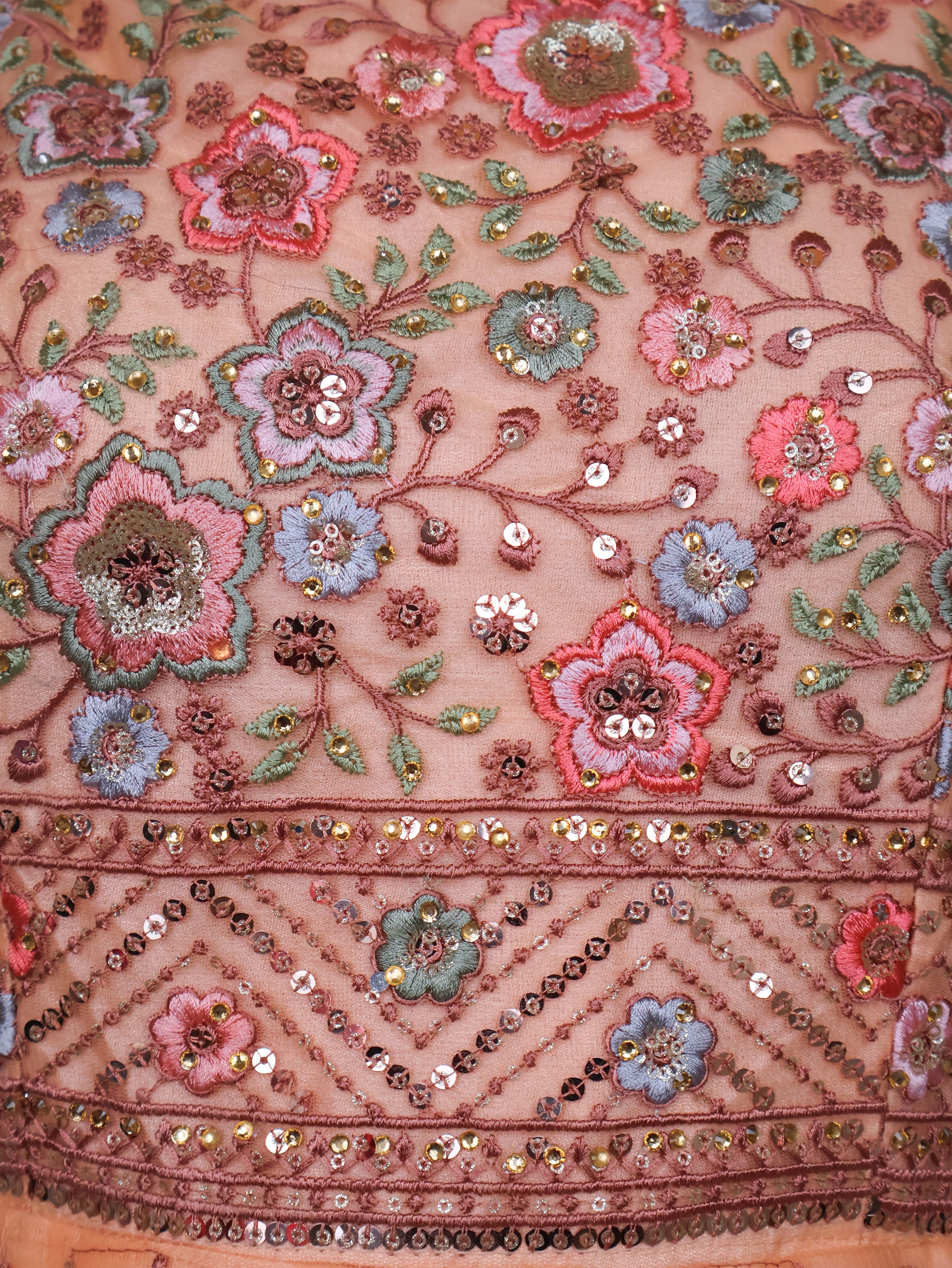 Peach Gown with Embroidery & Sequin Work by Shreekama